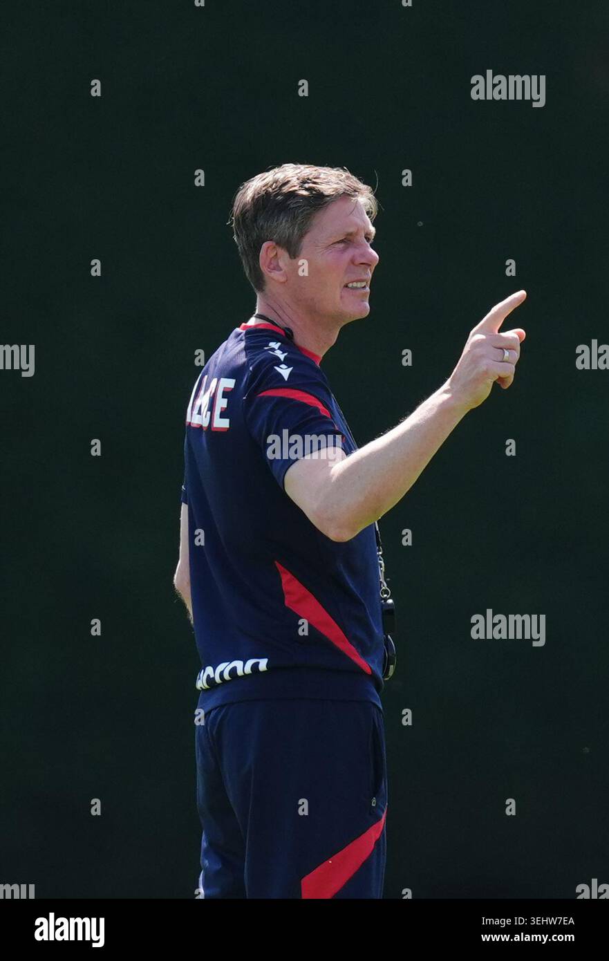 Crystal Palace manager Oliver Glasner during a training session at ...