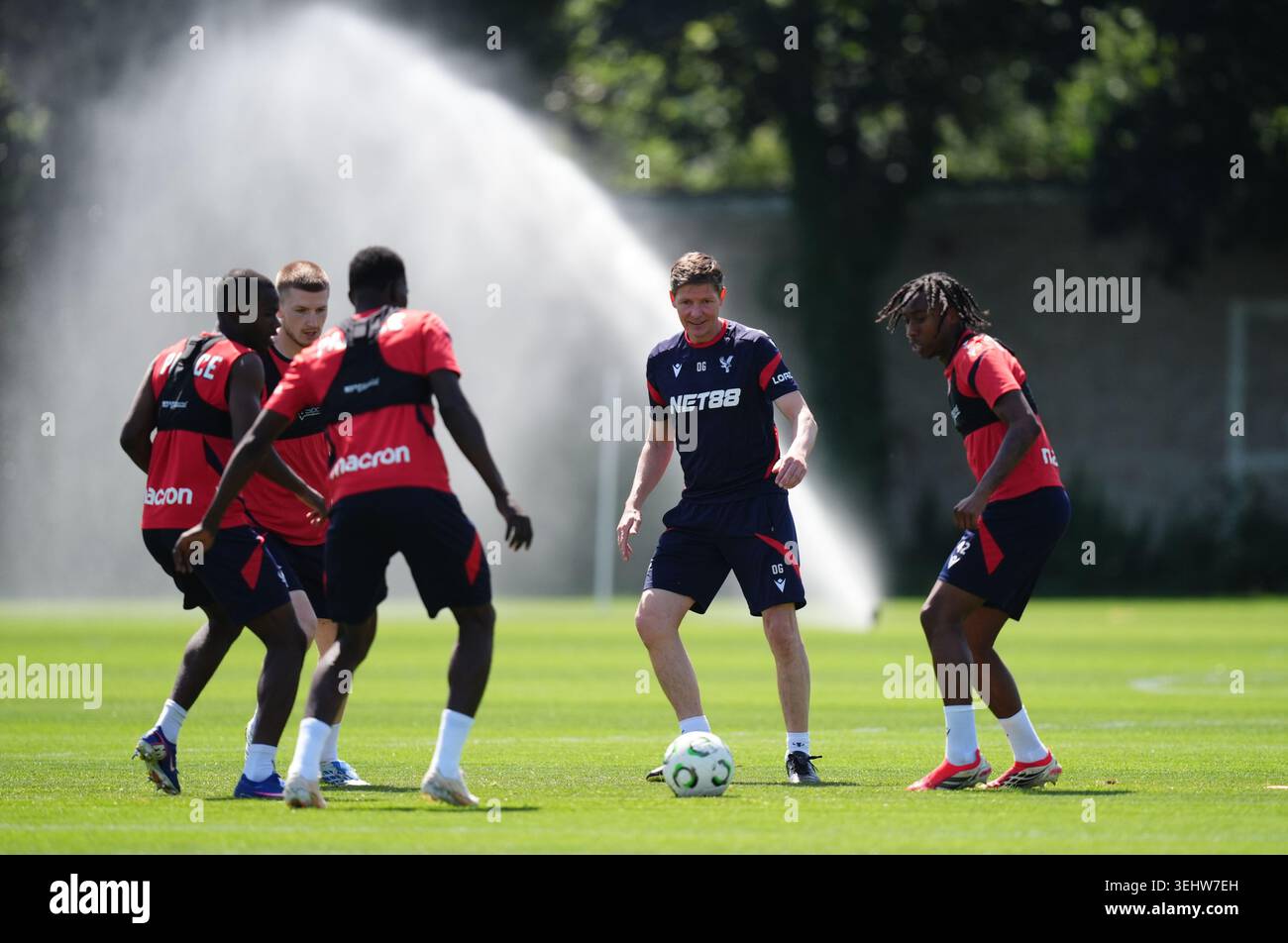 Crystal Palace manager Oliver Glasner during a training session at ...