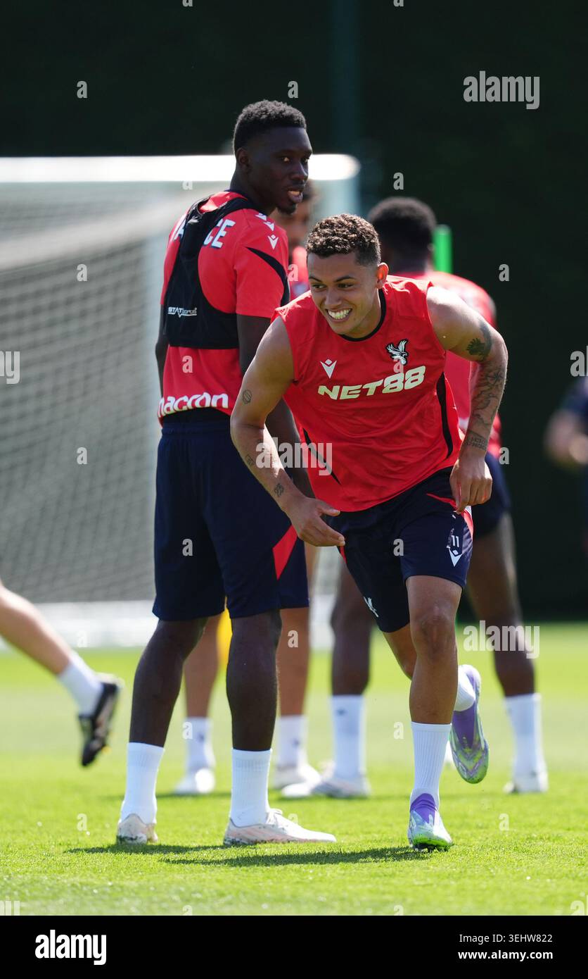 Crystal Palace's Brennan Johnson during a training session at Crystal ...