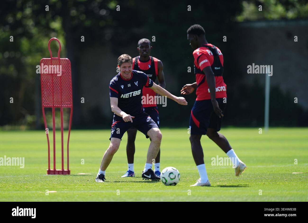 Crystal Palace manager Oliver Glasner during a training session at ...