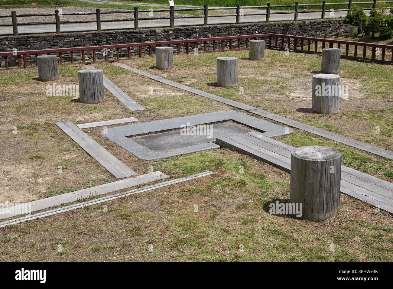 A picture shows The Asuka Mizuochi Site in Asuka Village, Nara ...