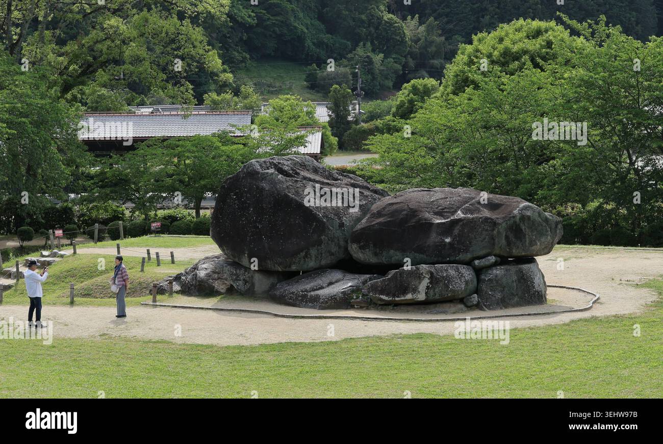 A picture shows the Ishibutai Kofun in Asuka Village, Nara Prefecture ...