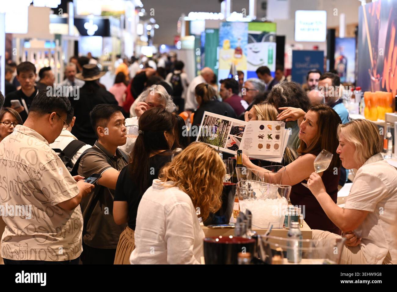 A general view showing visitors visiting at Vinexpo Asia in Hong Kong ...