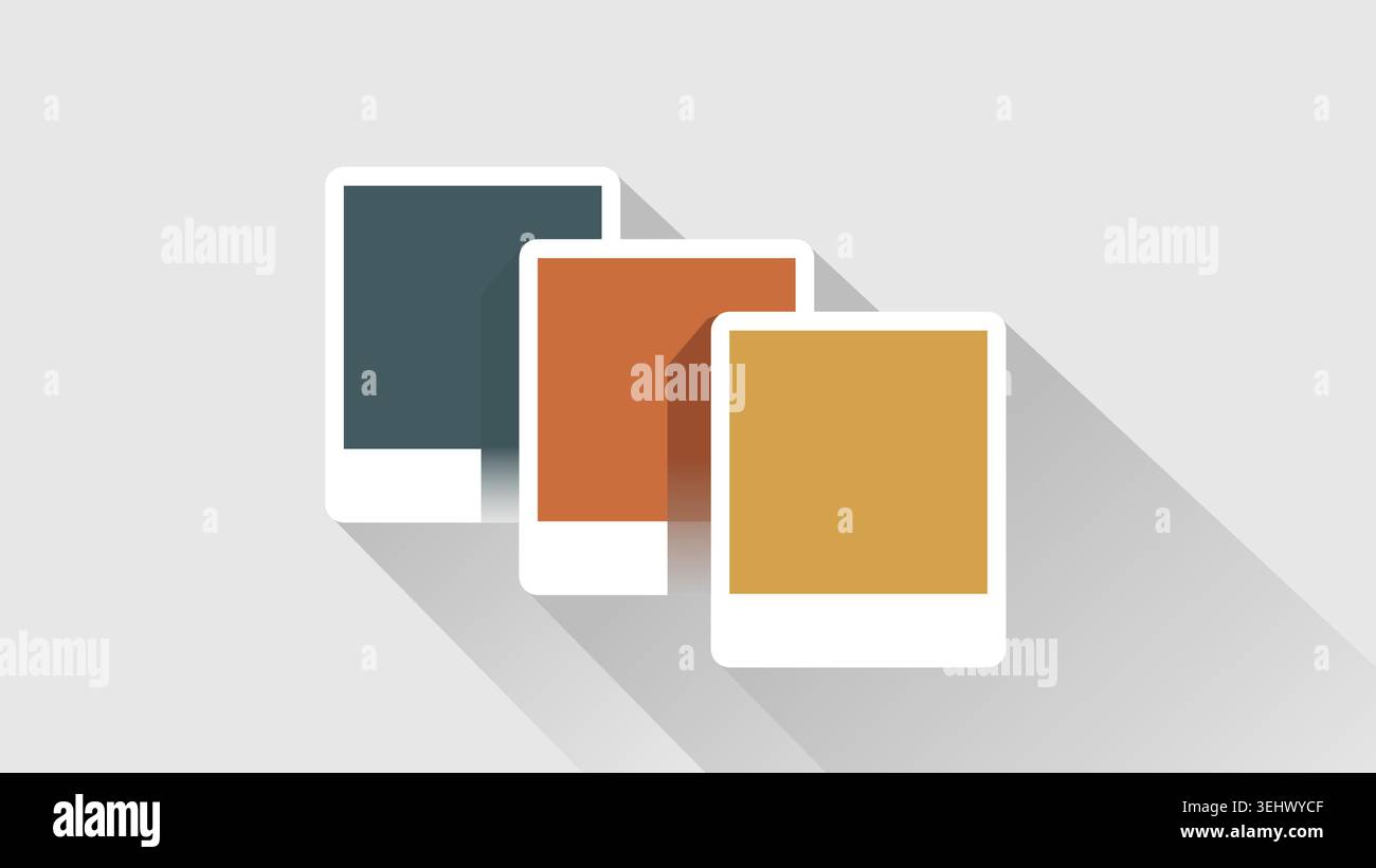 Flat vector illustration of three overlapping blank photo frames in ...