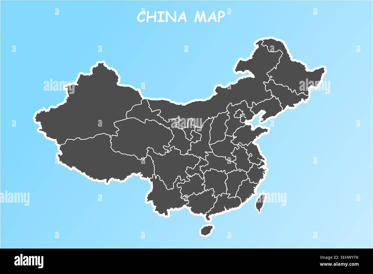 Vector map of China with provincial borders on a blue gradient ...