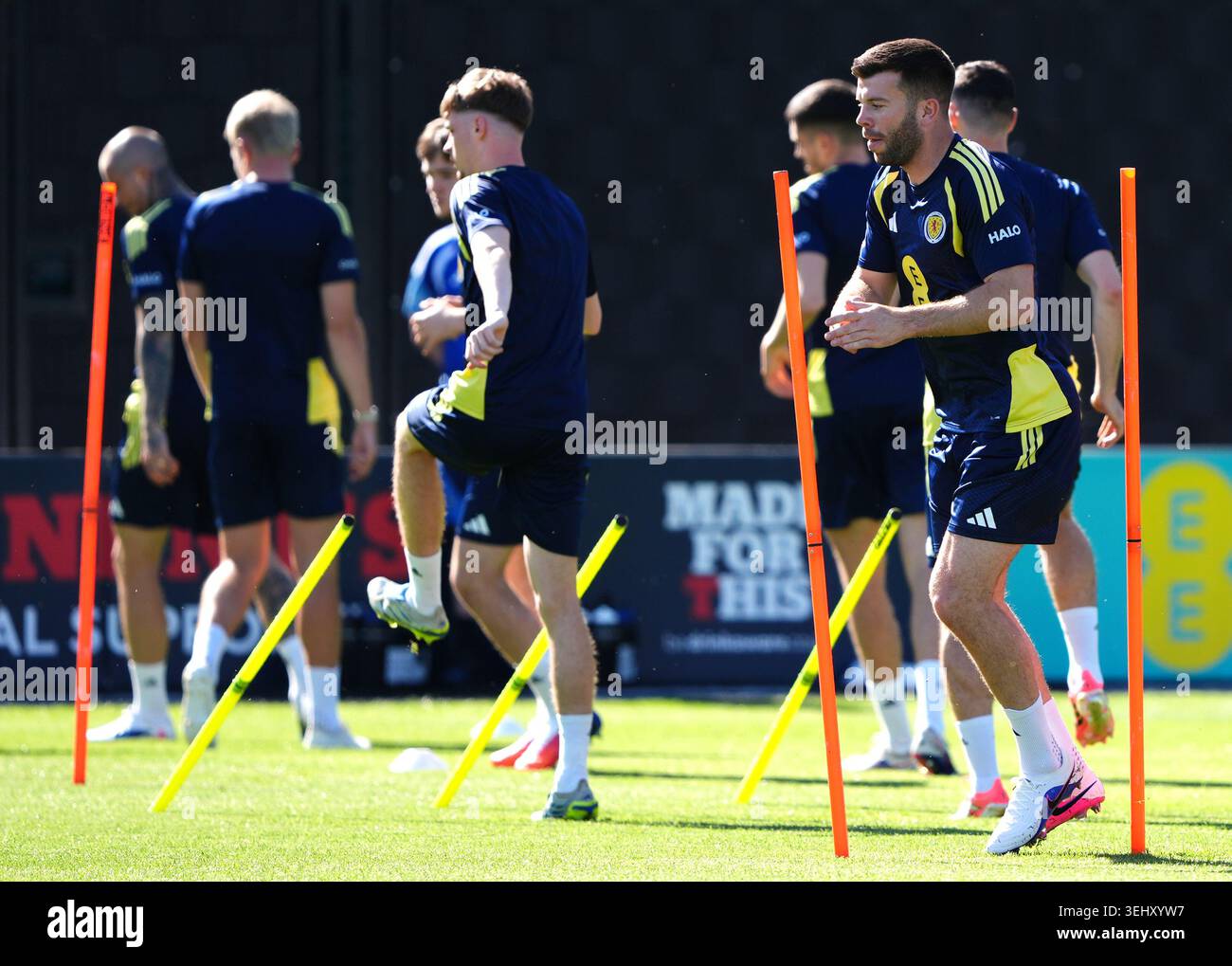 Scotland's Grant Hanley (right) and team-mates during a training ...
