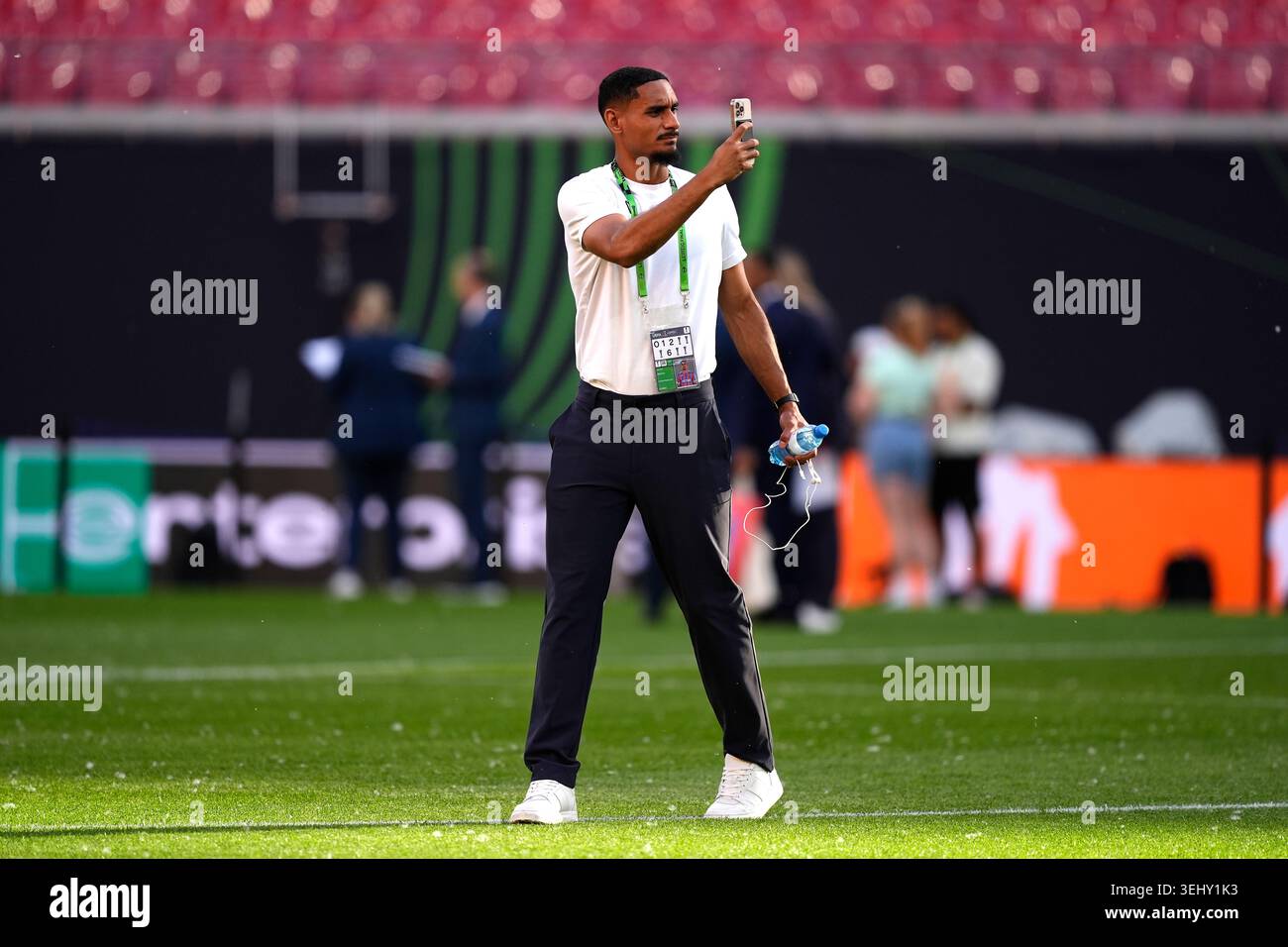 Crystal Palace's Maxence Lacroix at the Red Bull Arena, Leipzig, ahead ...