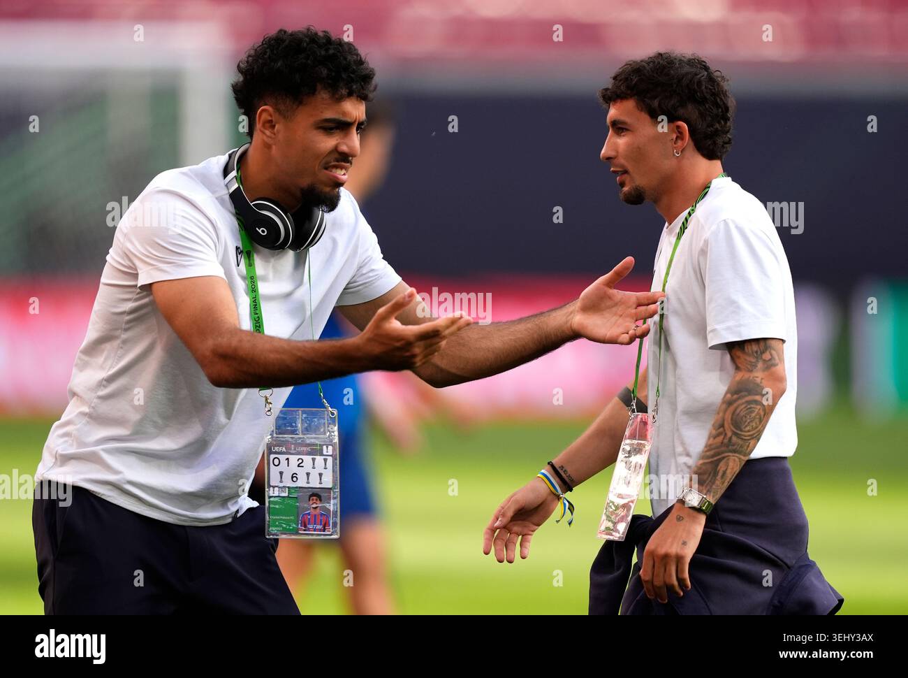 Crystal Palace's Chadi Riad (left) and Yeremi Pino at the Red Bull ...