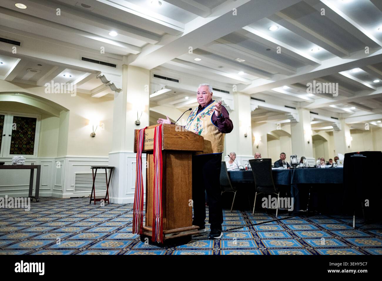 Manitoba Metis Federation President David Chartrand speaks during a ...