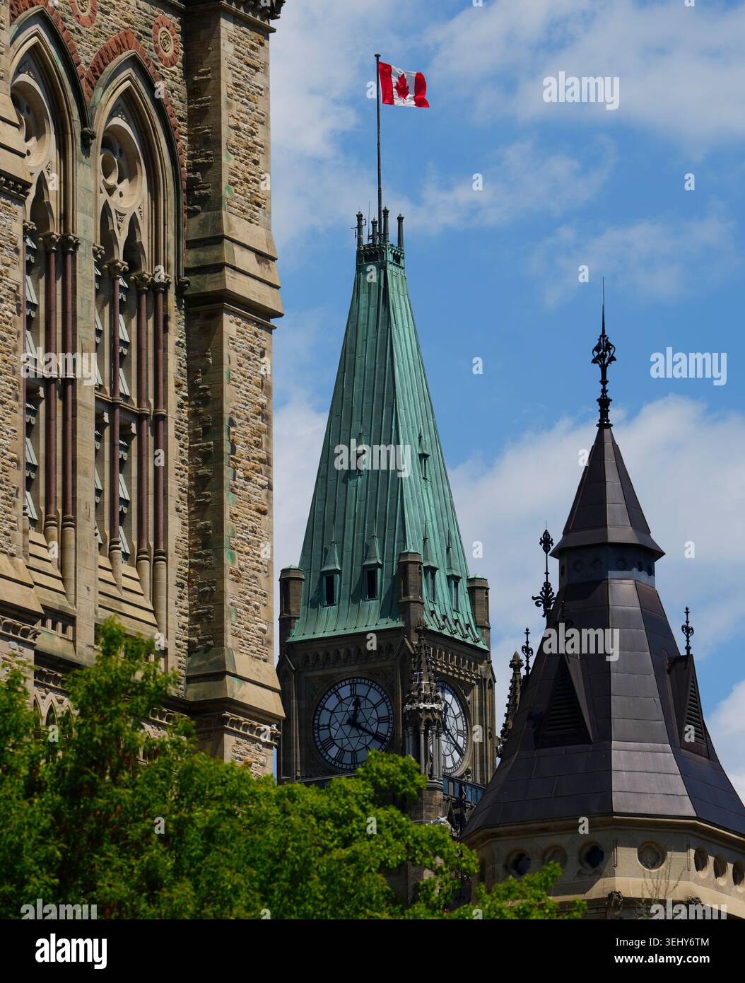 The Canadian flag blows on the Peace Tower on Parliament Hill in Ottawa ...