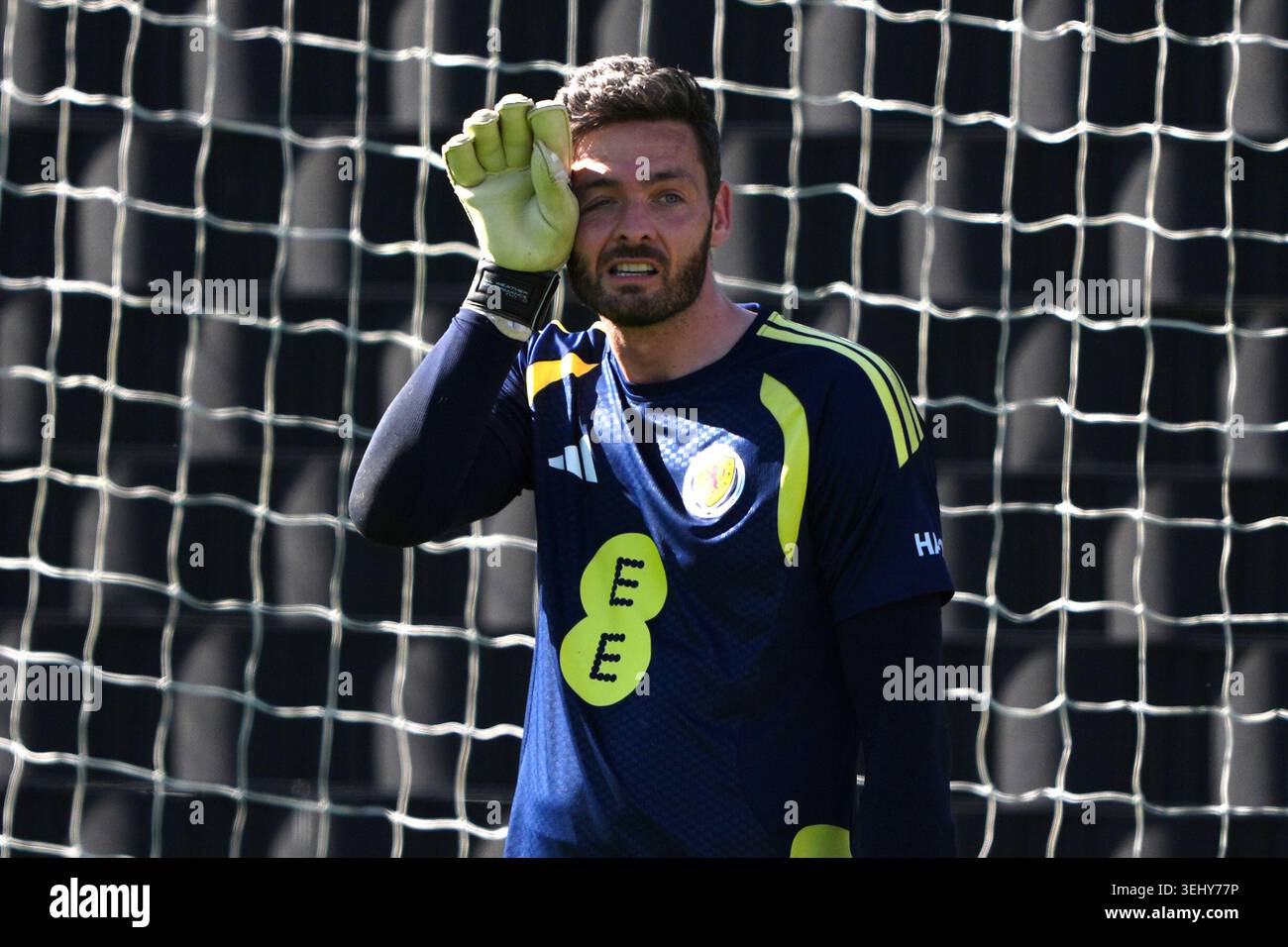 Scotland goalkeeper Craig Gordon during a training session at Lesser ...