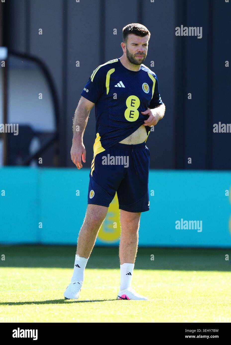 Scotland's Grant Hanley during a training session at Lesser Hampden ...