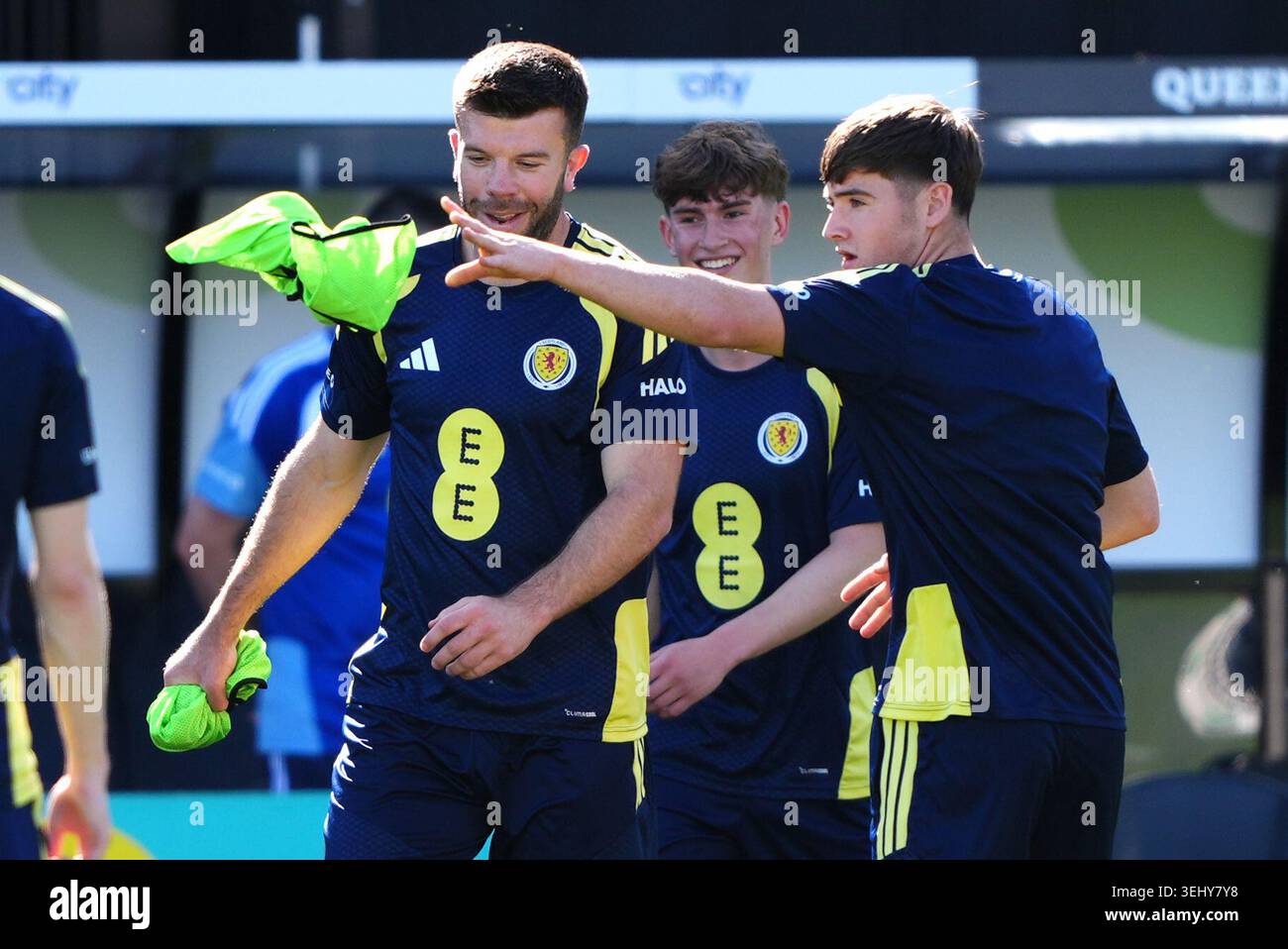 Scotland's Grant Hanley and Findlay Curtis (right) during a training ...