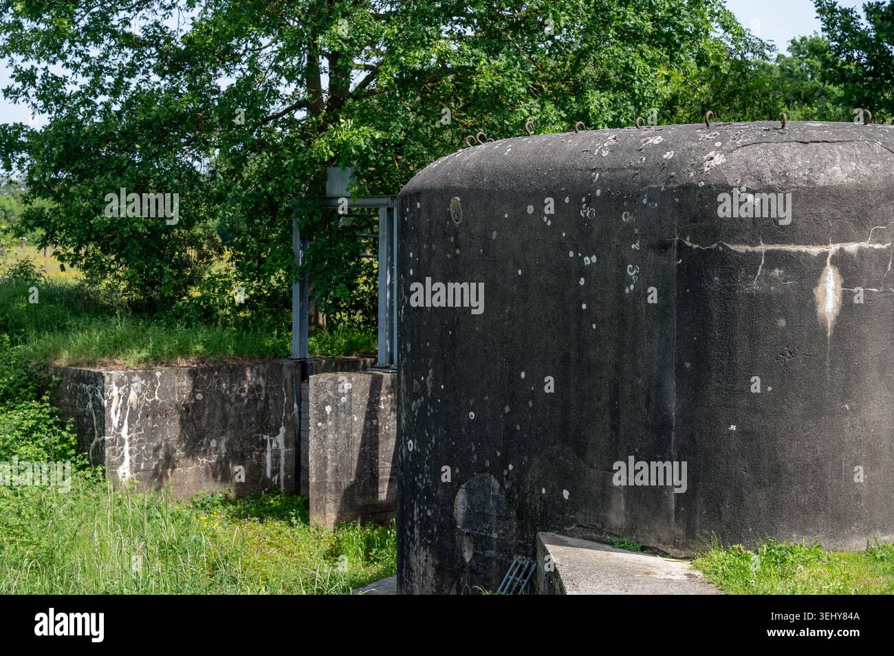 Concrete World War II bunker along the anti-tank canal of the KW Line ...
