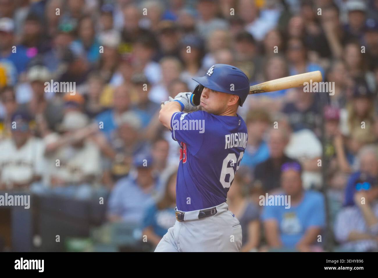 Los Angeles Dodgers' Dalton Rushing at bat during the fourth inning of ...
