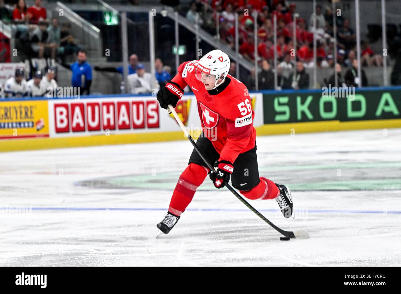 ZURICH, SWITZERLAND - MAY 26: Tim Berni of Switzerland shoots the puck ...