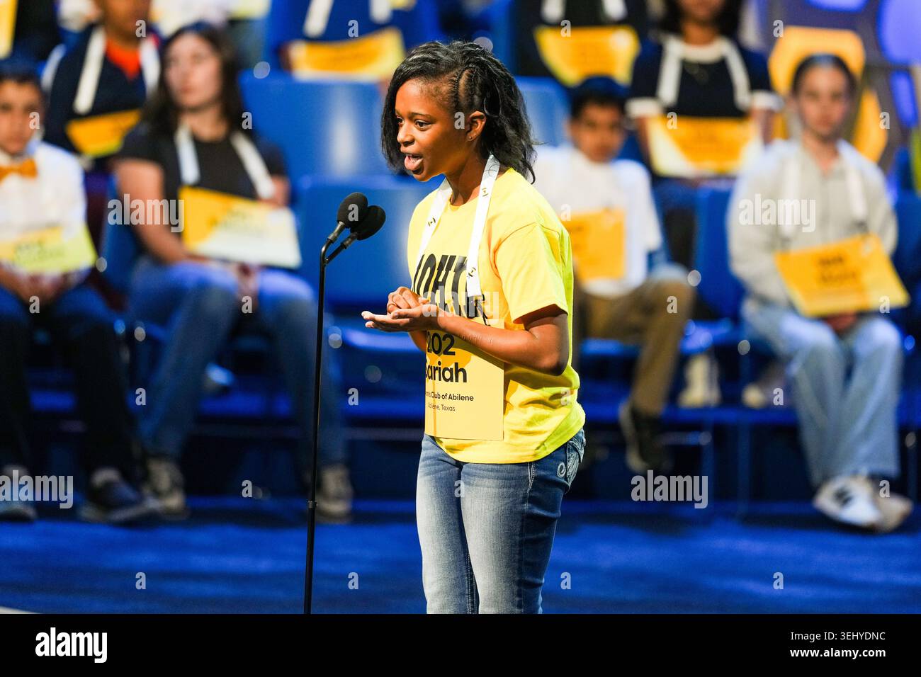 Sariah Titus, 13, of Abilene, Texas, competes during the first ...