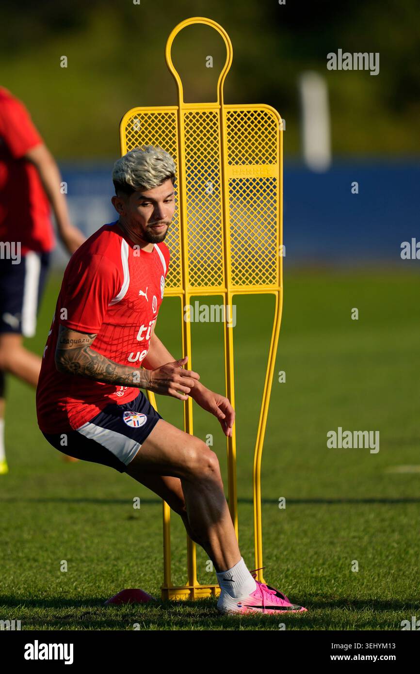 Julio Enciso takes part in a Paraguay national soccer team training ...