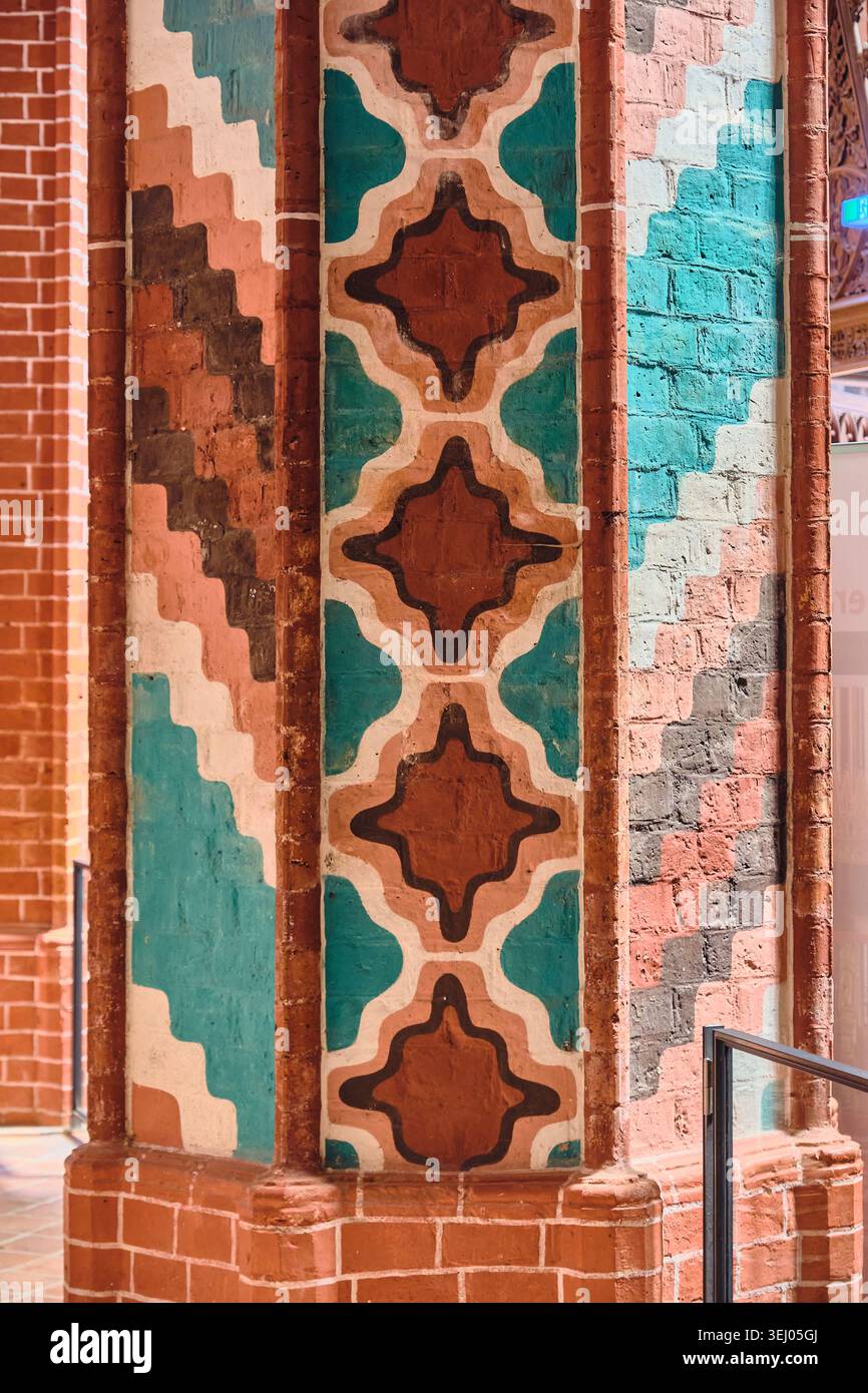 Bad Doberan, Germany - 19 July 2025: View of the ornate painted brick ...