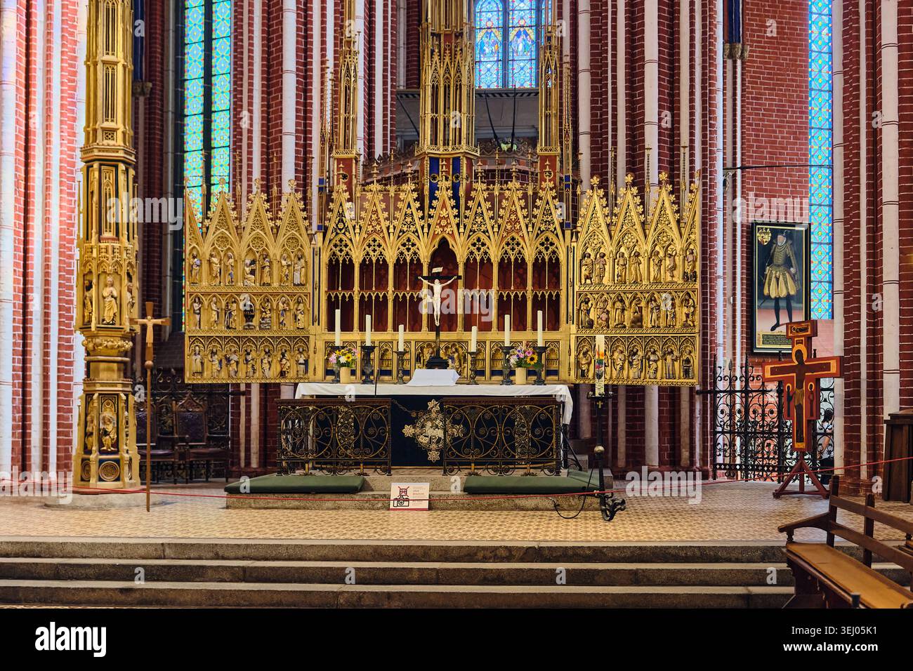 Bad Doberan, Germany - 19 July 2025: View of the ornate golden high ...