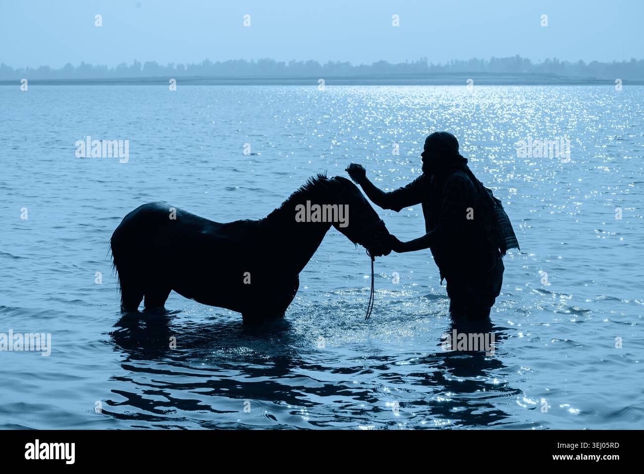 Gaibandha, Bangladesh - 15 February 2026: View of a man silhouetted ...