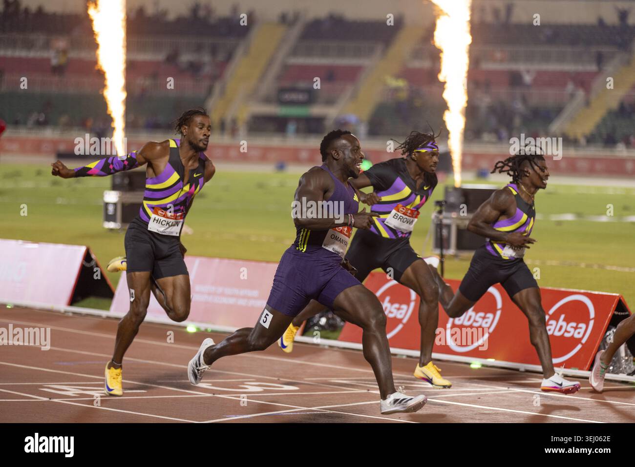 Nairobi, Kenya - 24 April 2026: View of sprinters competing in a track ...