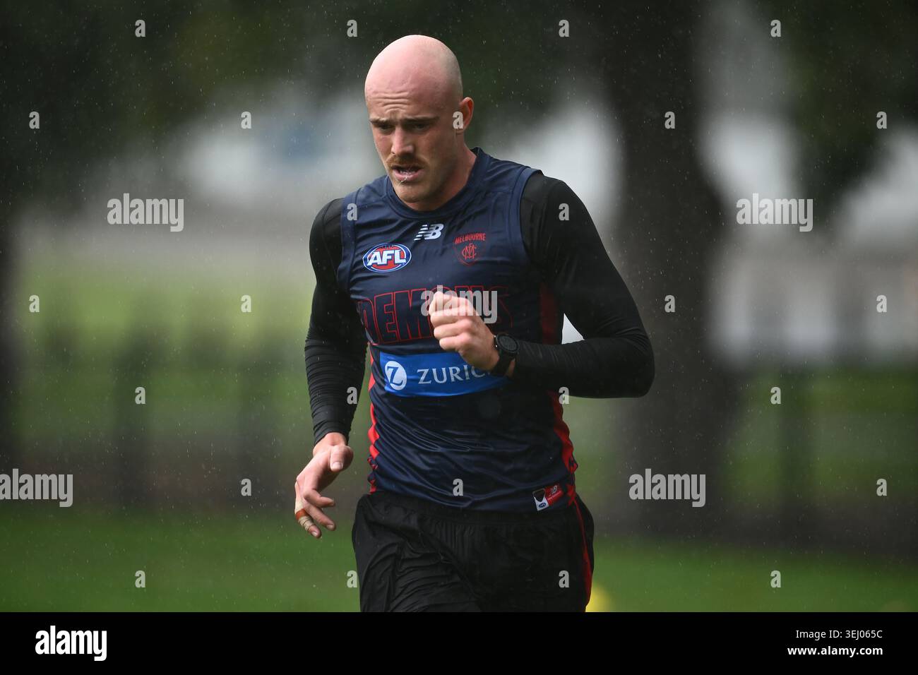 Aidan Johnson of the Demons during an AFL training session at Gosch's ...