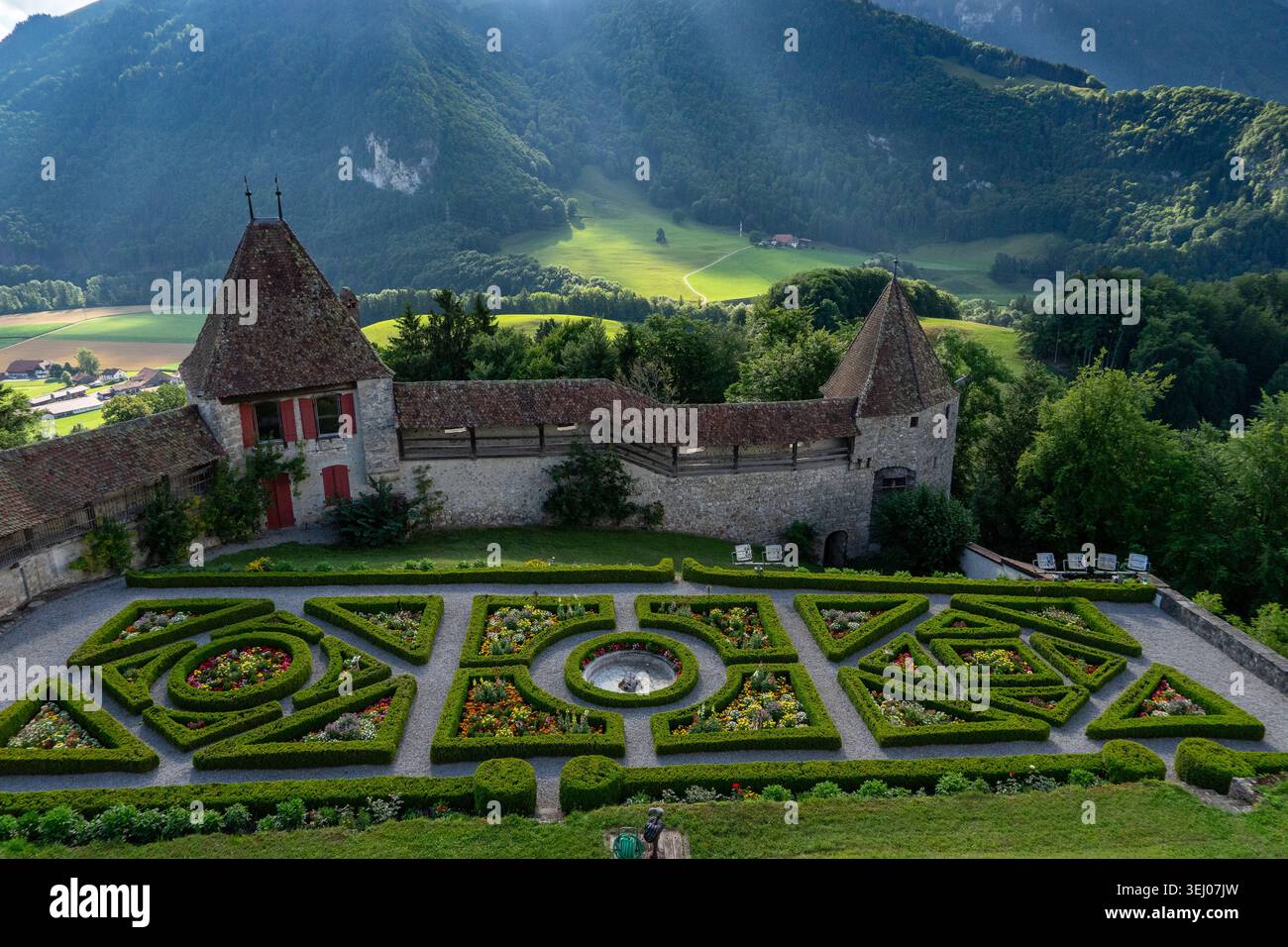 Gruyeres, Switzerland - 14 May 2026: Aerial view of Gruyeres Castle ...