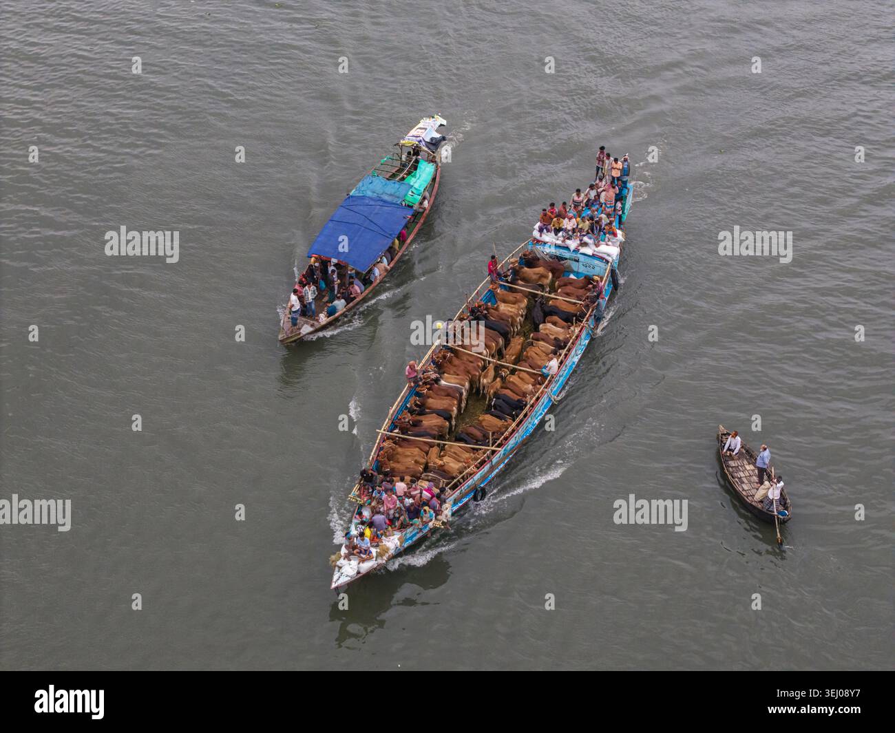 Dhaka, Bangladesh - 25 May 2026: Aerial view of the Buriganga River ...