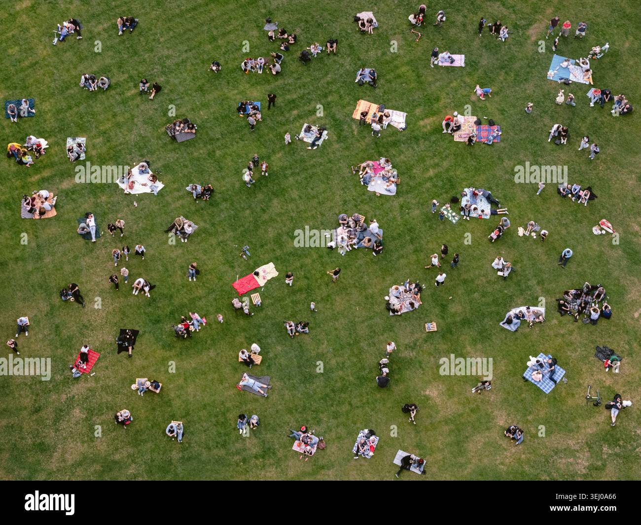 Kaunas, Lithuania - 23 May 2026: Aerial view of people relaxing on ...