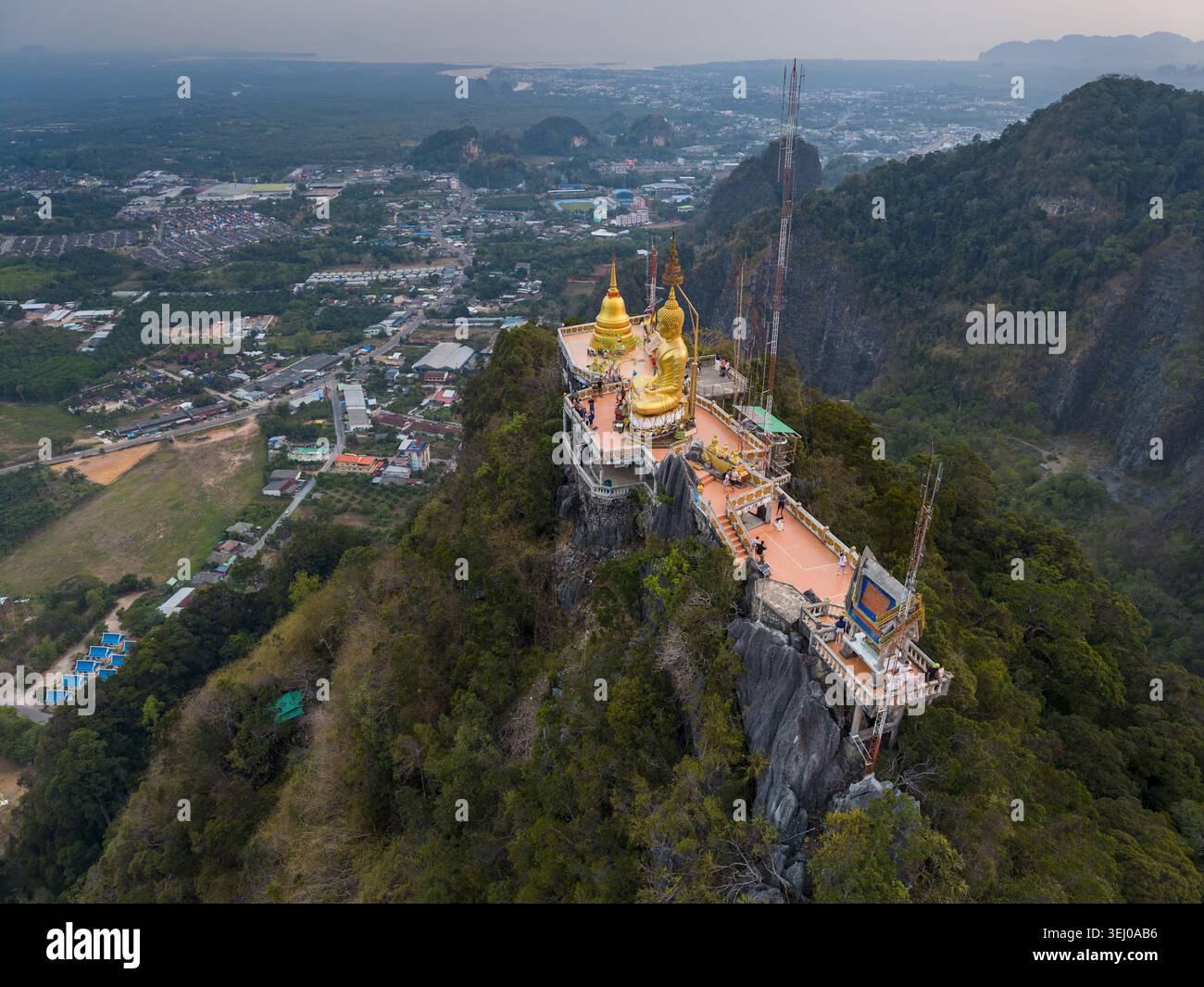 Krabi Noi, Thailand - 22 March 2026: Aerial view of the golden Buddha ...