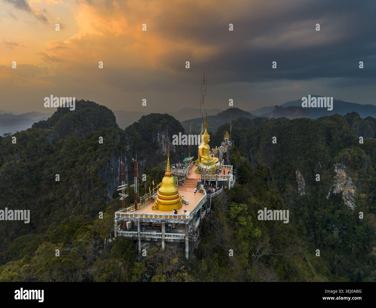 Krabi Noi, Thailand - 22 March 2026: Aerial view of the golden Buddha ...