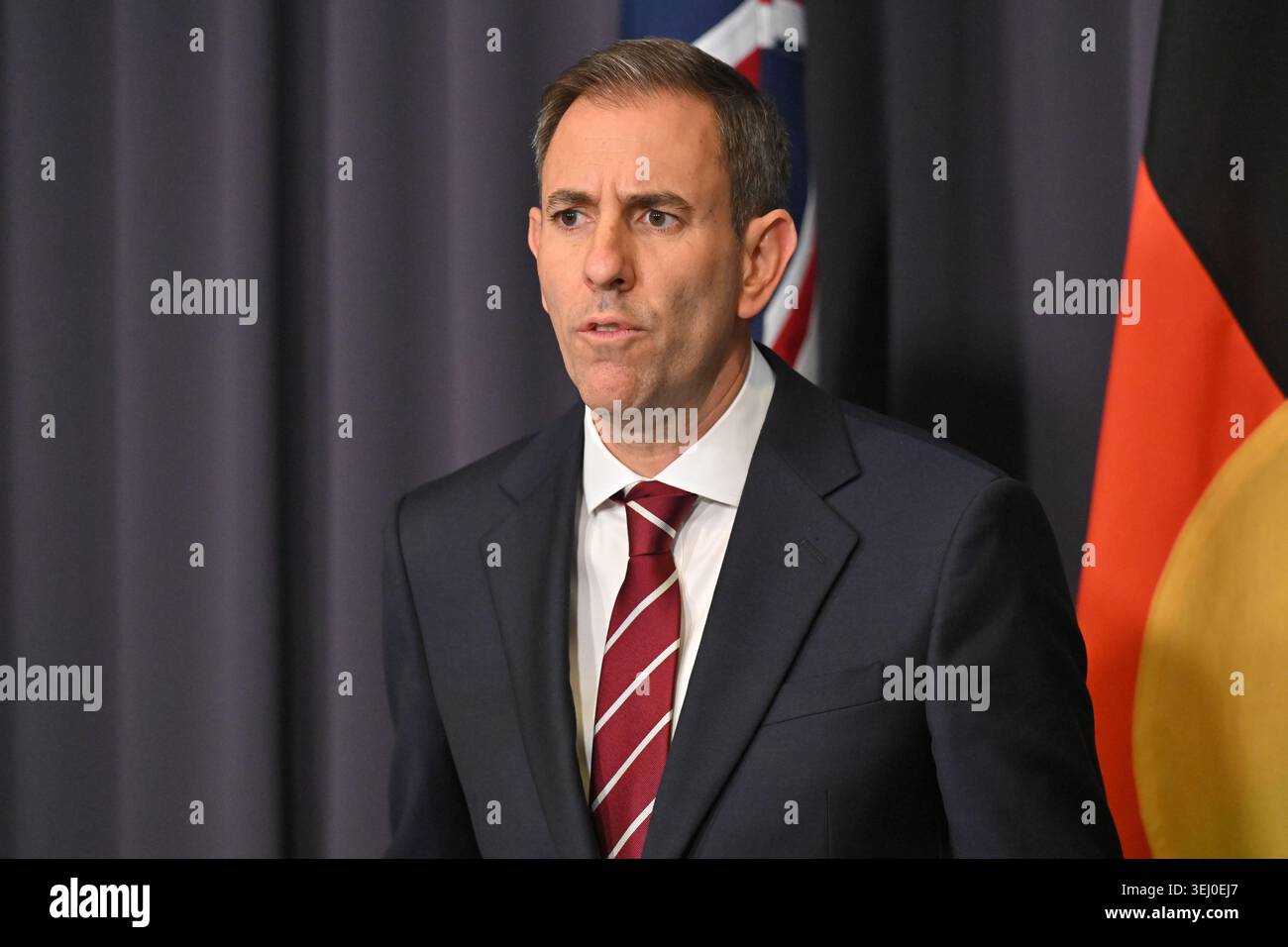 Treasurer Jim Chalmers at a press conference at Parliament House in ...