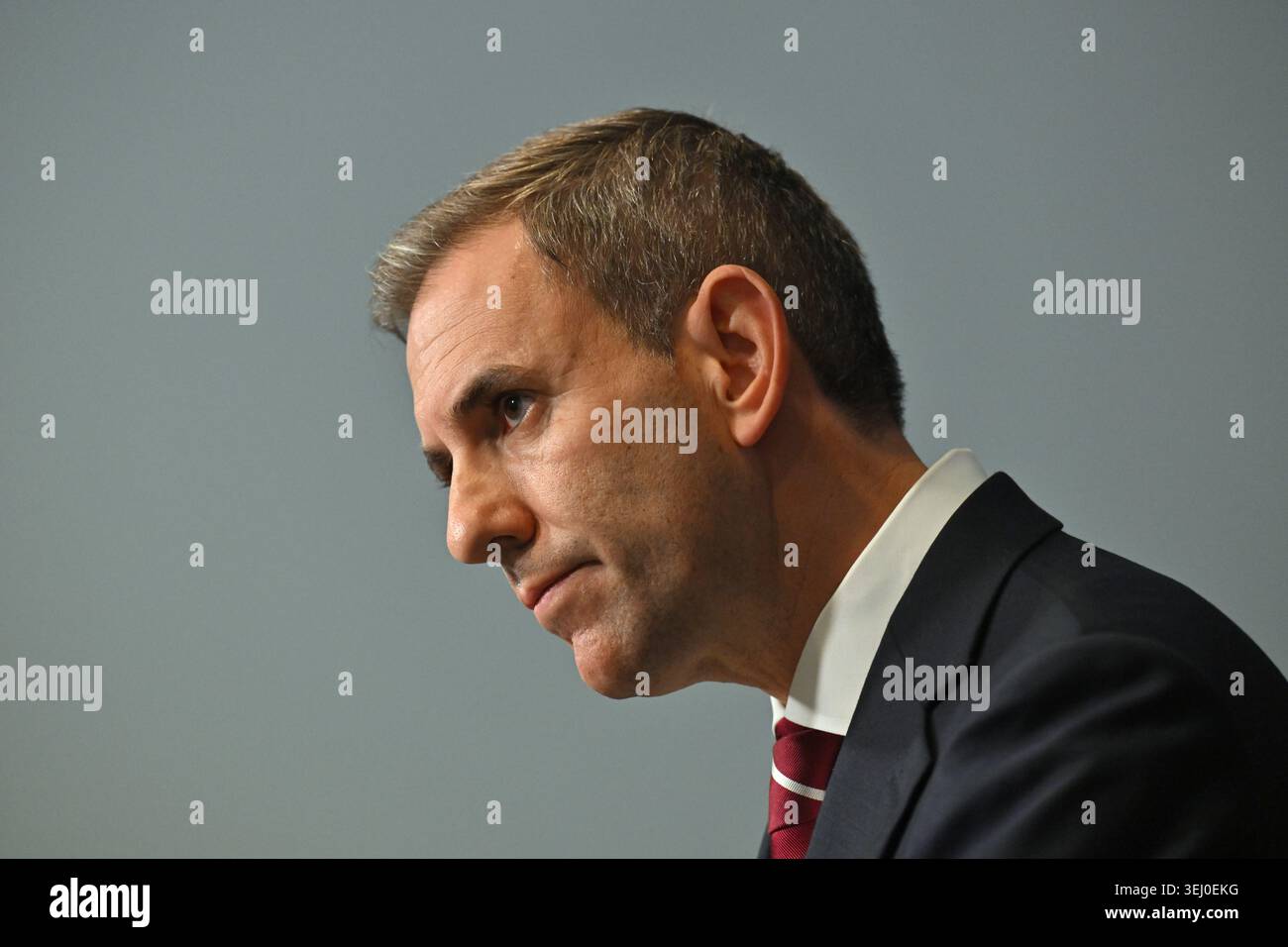 Treasurer Jim Chalmers at a press conference at Parliament House in ...