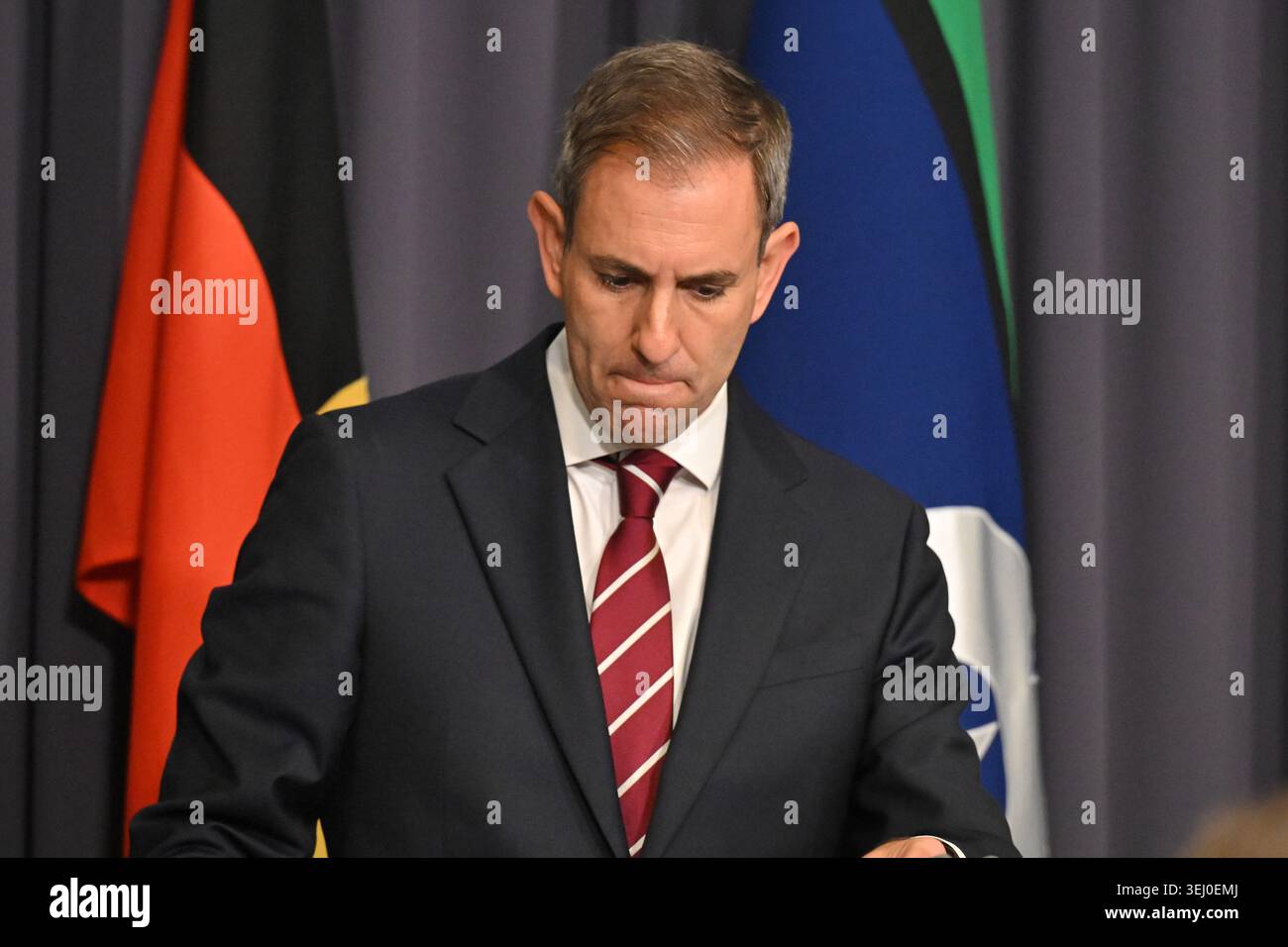 Treasurer Jim Chalmers at a press conference at Parliament House in ...