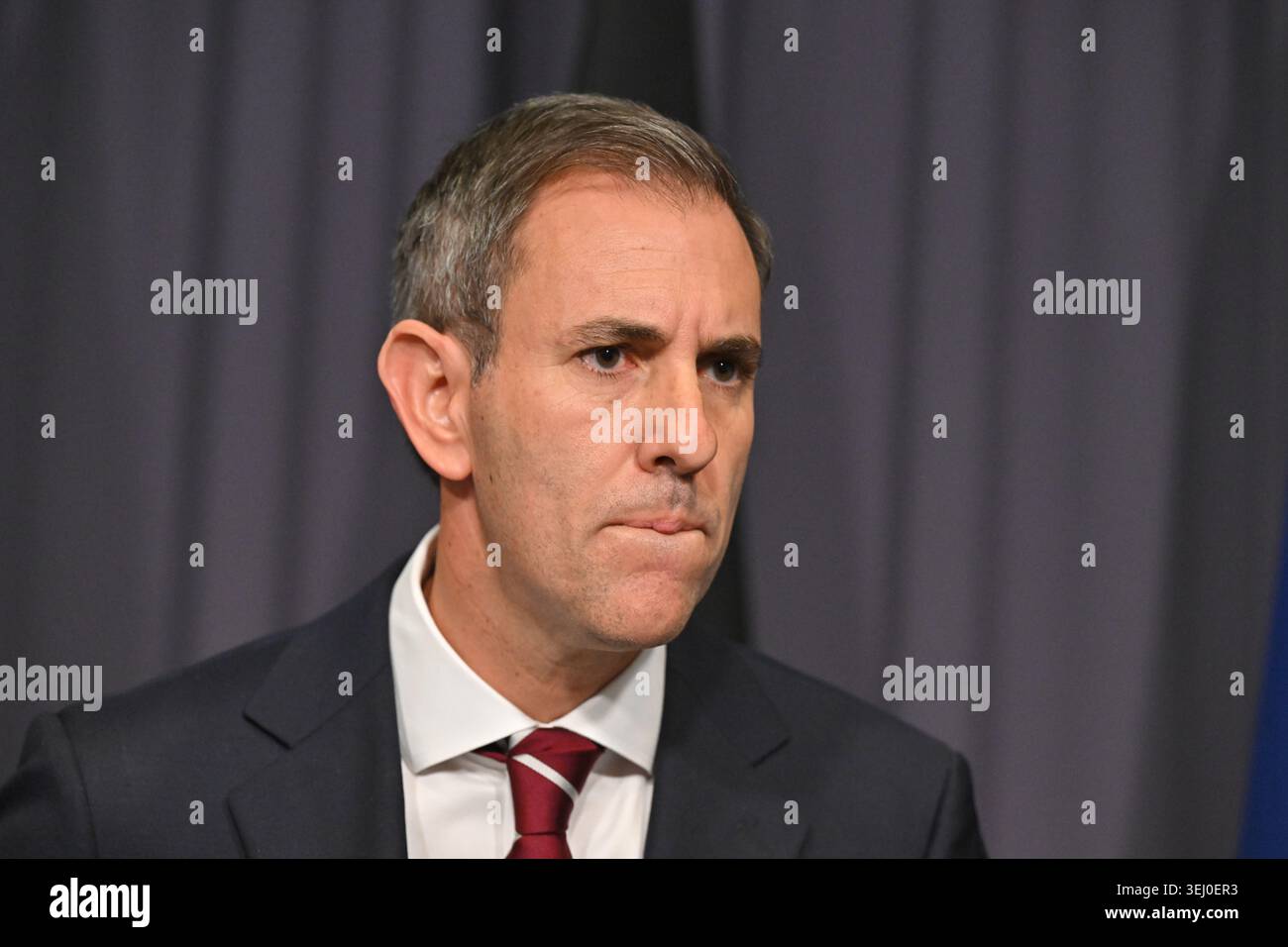 Treasurer Jim Chalmers at a press conference at Parliament House in ...