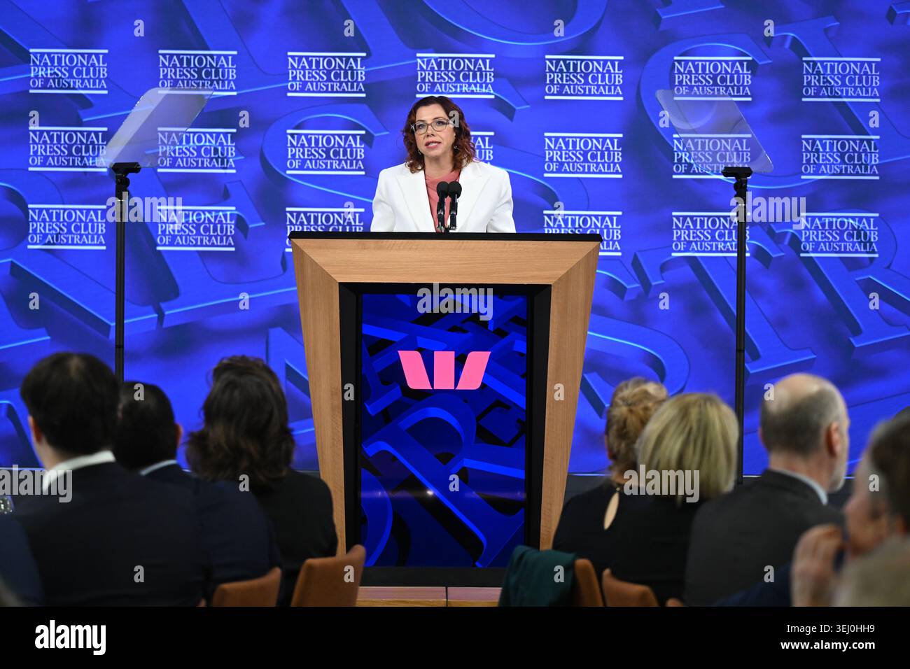 Australian Employment Minister Amanda Rishworth speaks at the National ...