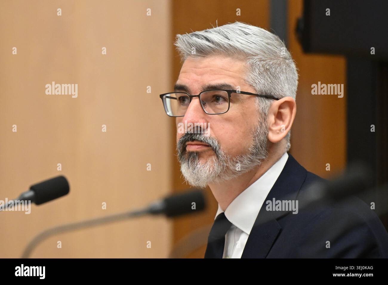 Chief Consulting Officer Andrew Nipe speaks during Senate Estimates at ...