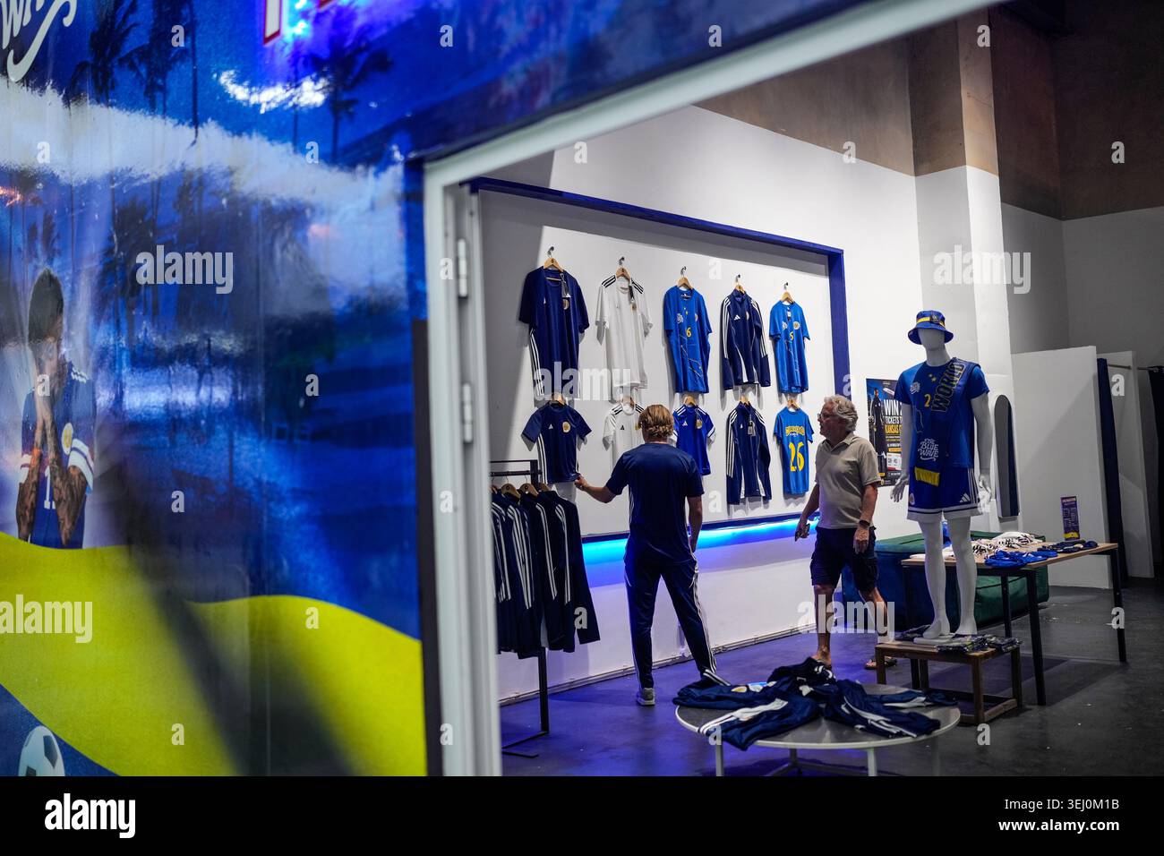 Curacao national soccer team jerseys hang for sale at a store in ...