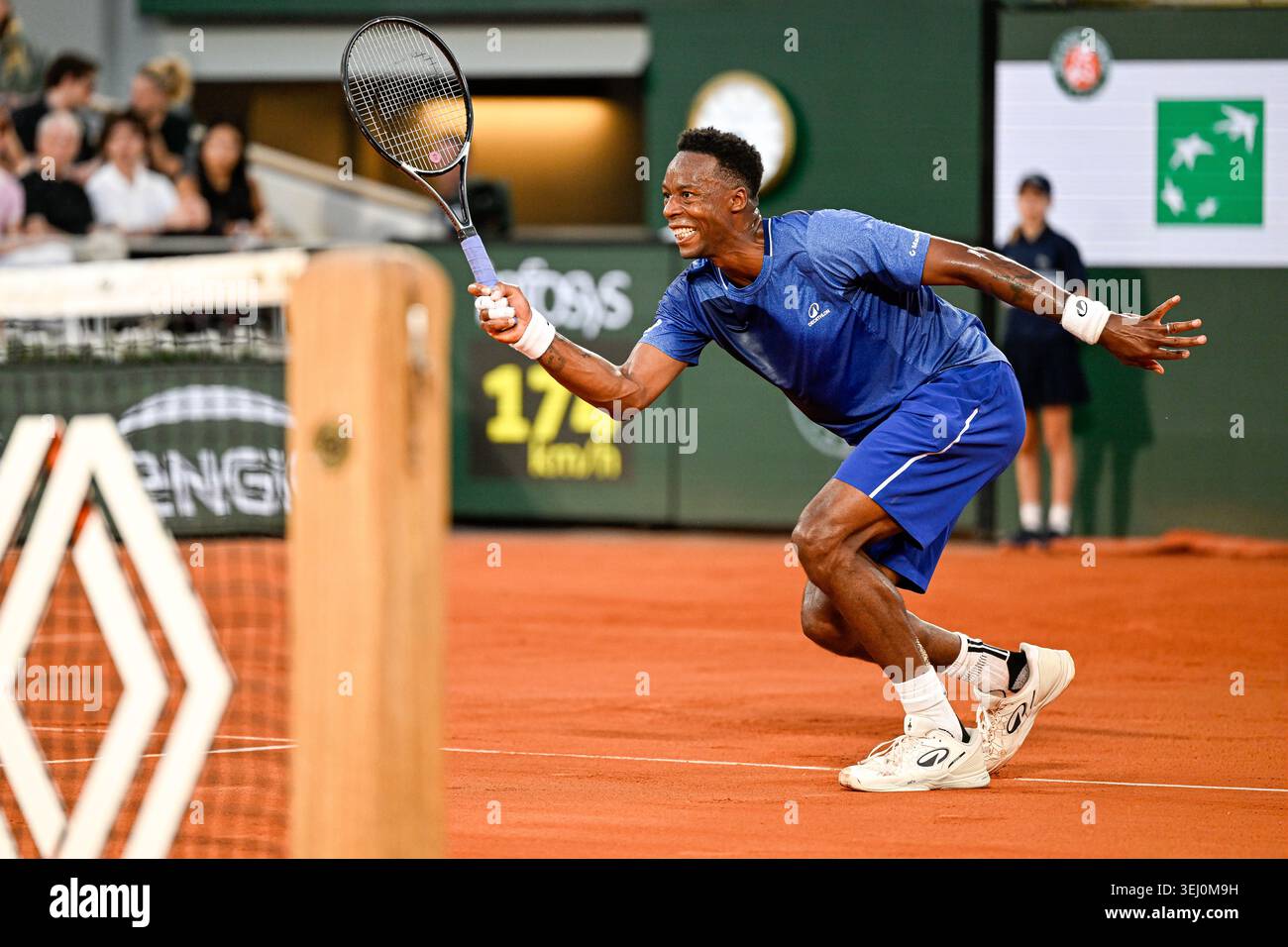 Gael Monfils playing his last match during the French Open Grand Slam ...