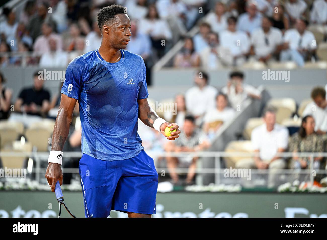Gael Monfils playing his last match during the French Open Grand Slam ...