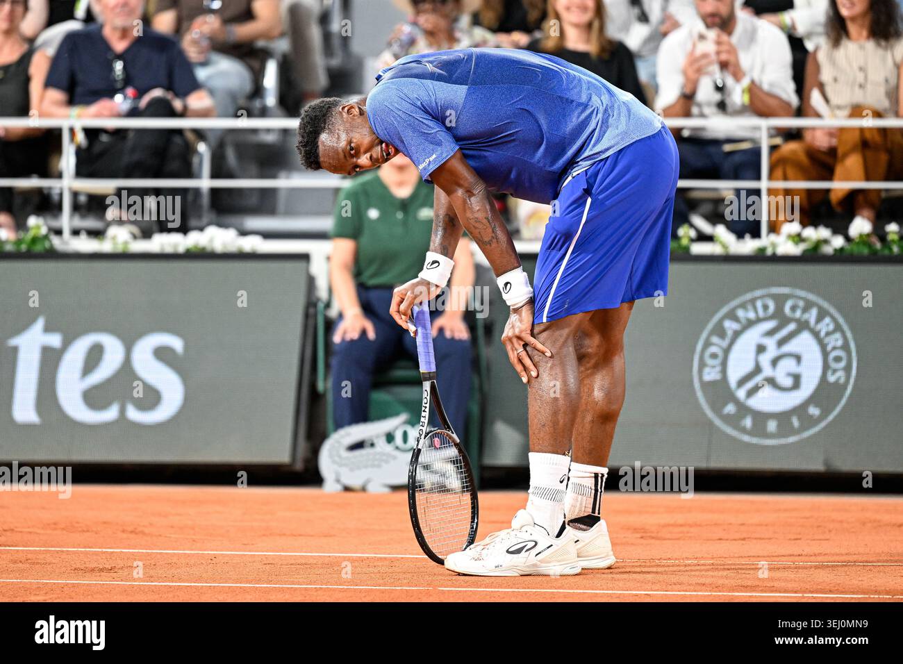 Gael Monfils playing his last match during the French Open Grand Slam ...