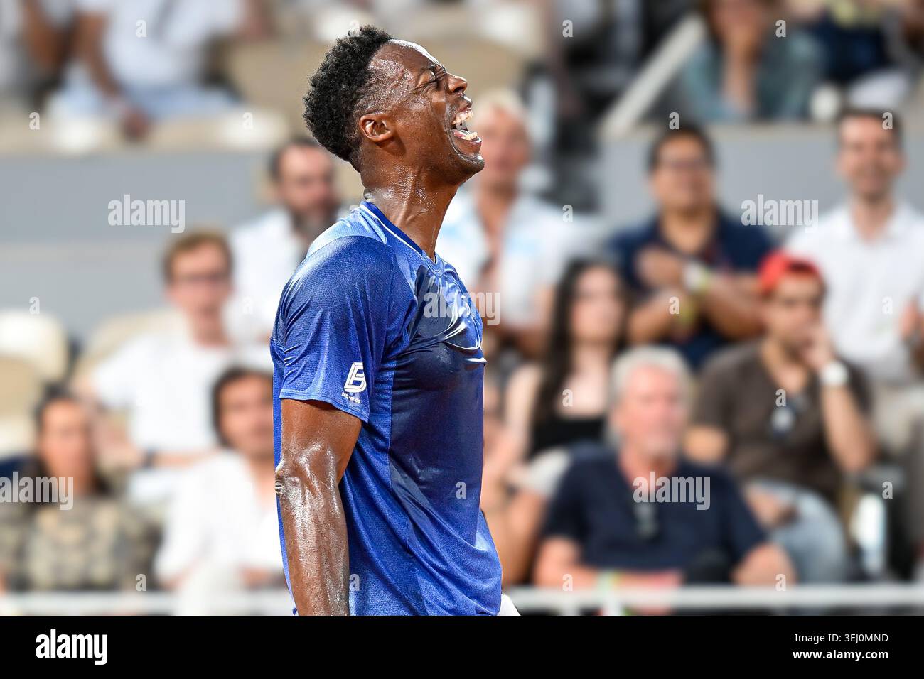 Gael Monfils playing his last match during the French Open Grand Slam ...