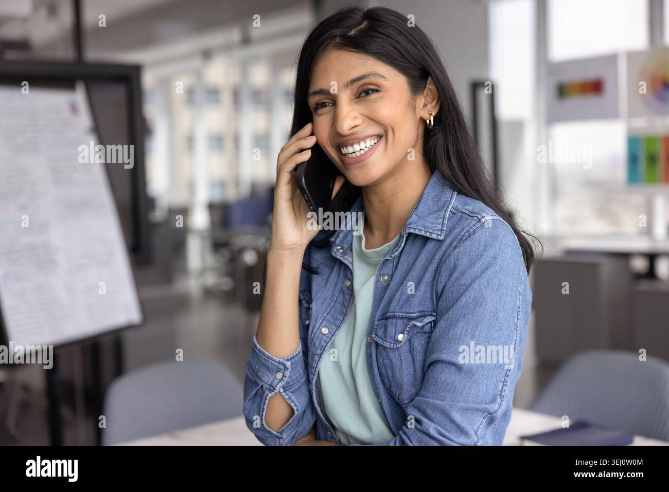 Attractive Indian businesswoman smiling, enjoy pleasant personal or ...