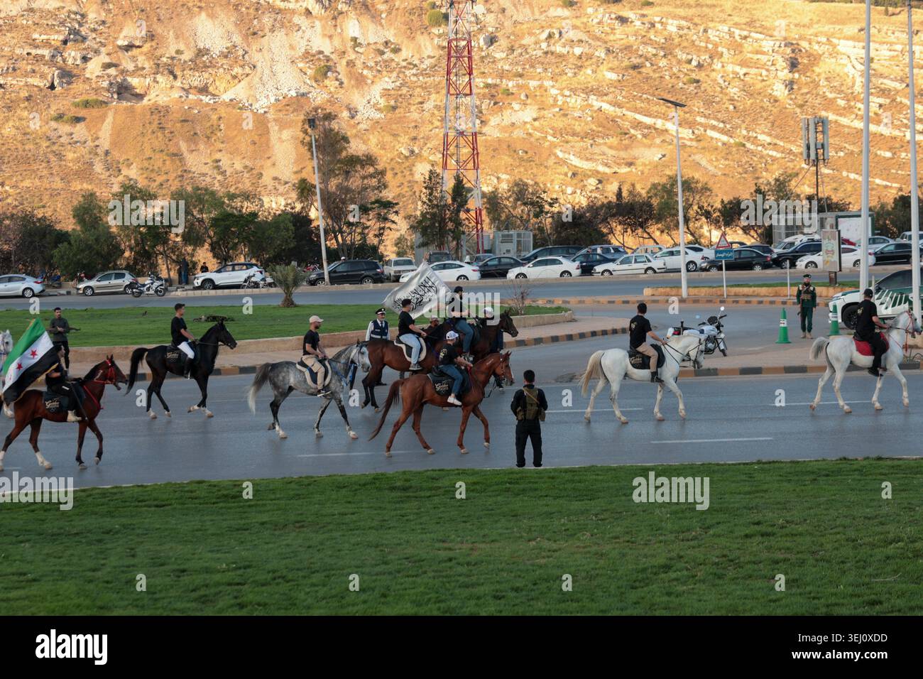 27 May 2026, Syria, Damascus: People arrive on horses as Syrian Muslims ...