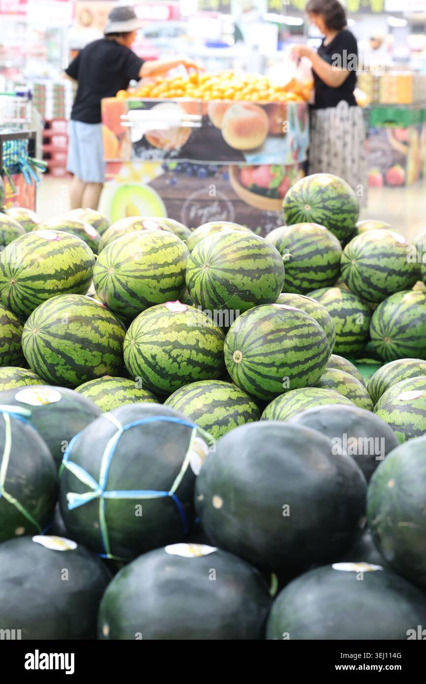 Watermelons Watermelons are displayed at a supermarket in Seoul on May ...