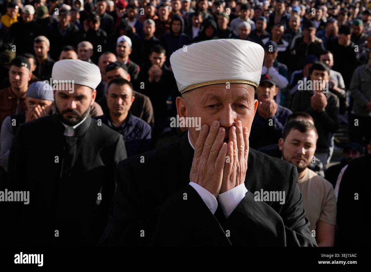 Marat Arshabayev, Imam of the Moscow Cathedral Mosque, leads Eid al ...