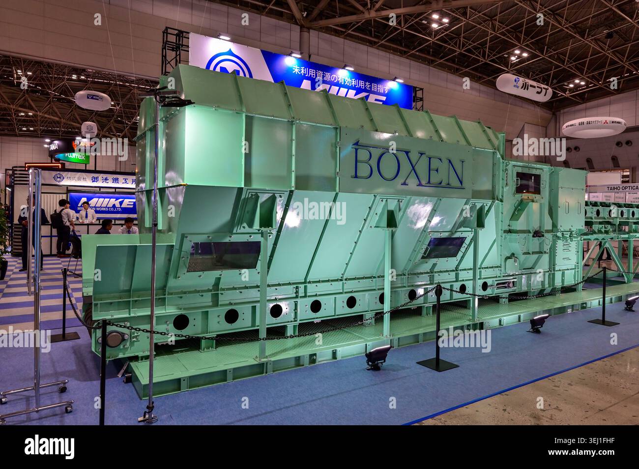 Miike's sorting machine is displayed at the New Environmental Expo 2026 ...