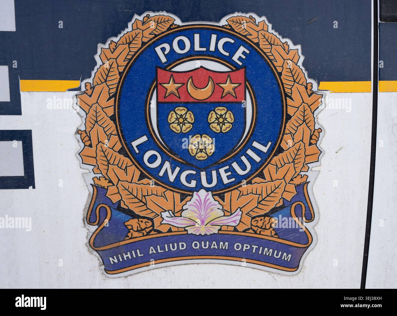 A Longueuil police emblem is seen in Longueuil, Que., Wednesday, Feb ...