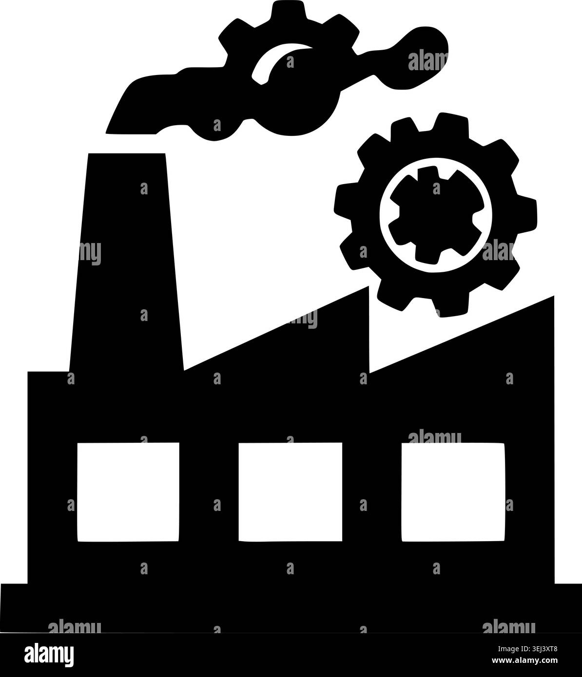 Industrial Factory Building With Gears Silhouette Professional Vector ...